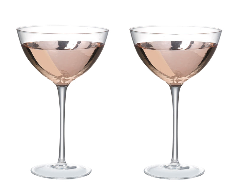 Pair Of Dipped Rose Gold Coupe Glasses Uk