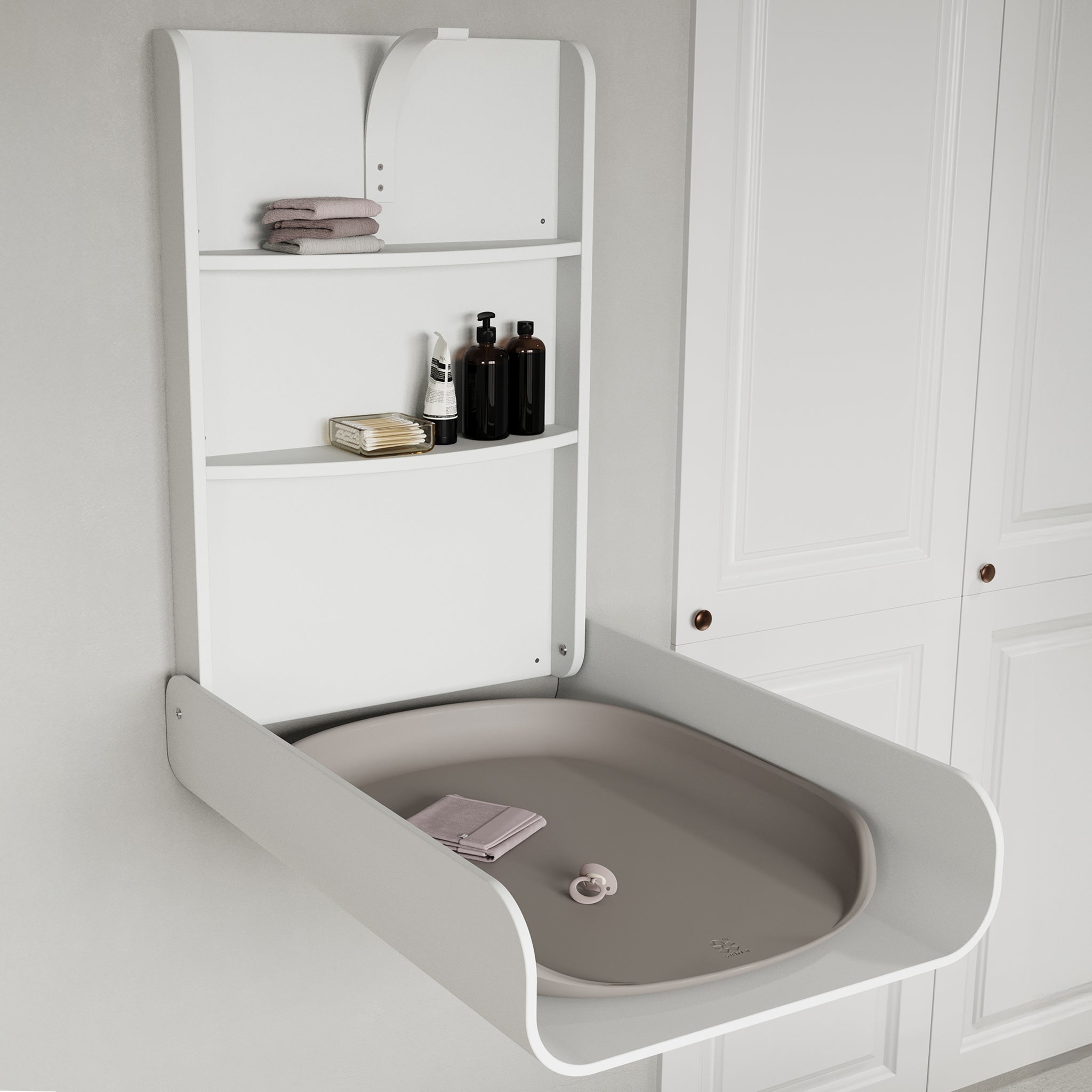 White Wall Mount Changing Table By Sebra – Ella James