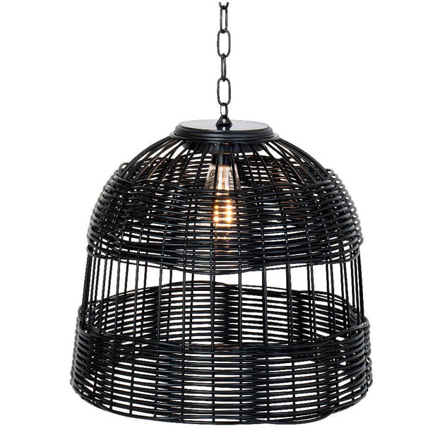 LED Solar Rattan Pendant Light - Black – Ella James